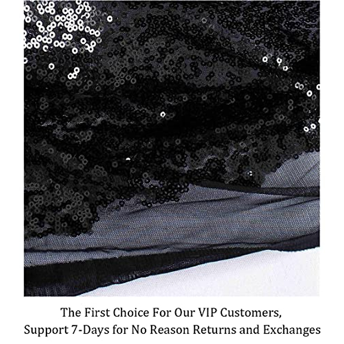 Sequin Fabric by The Yard 2 Yard Sparkly Fabric Mesh Sequins Fabric for Sewing Dress and Making Wedding Party Tablecloth Table Runner Decorations (2 Yard, Black)