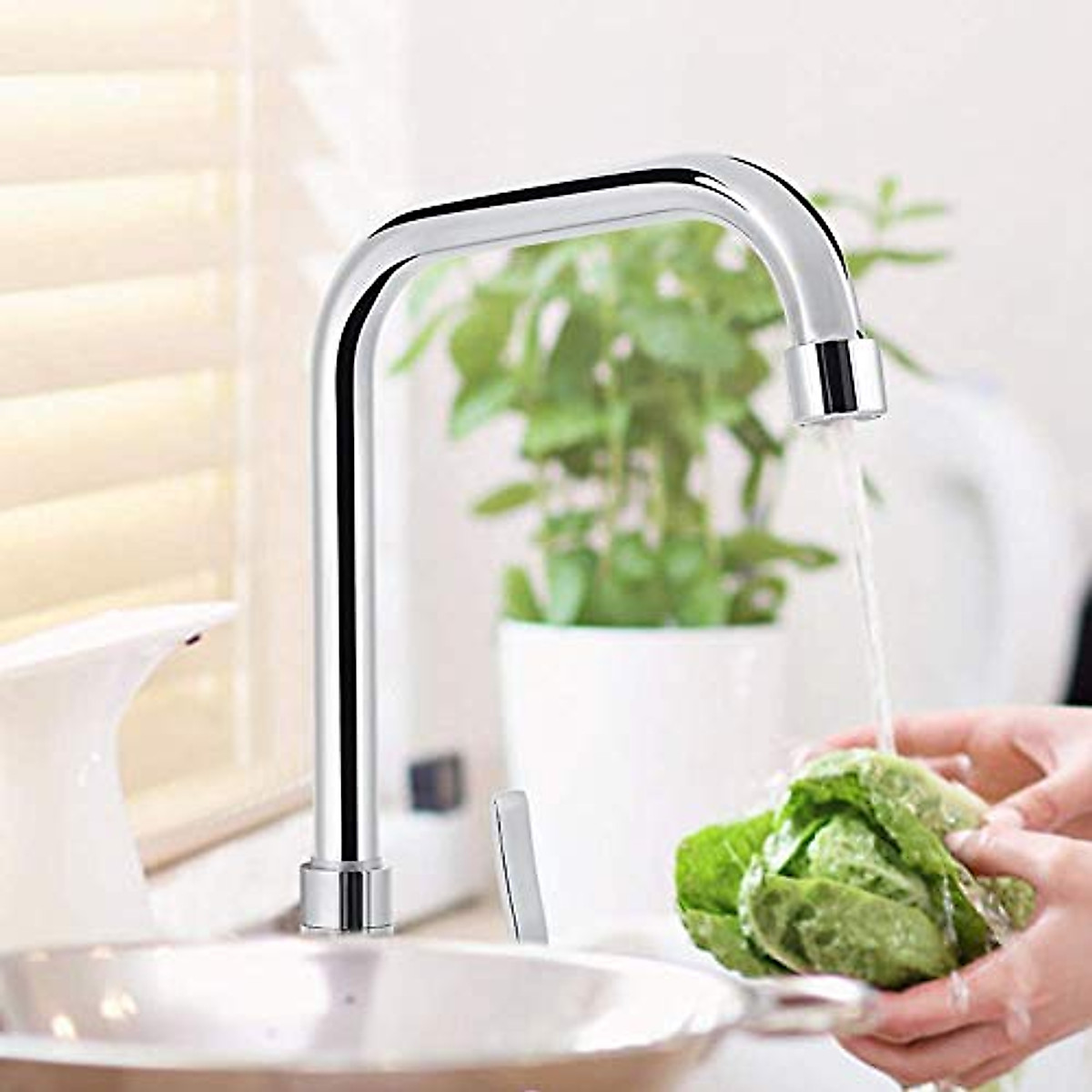 Water Faucet,360 Degree Swivel Spout Kitchen Sink Faucet Cold Water Mixer, Modern Lead-Free Commercial Bar Sink Faucet fit for 1 hole Single Handle Faucet Anti-Rust