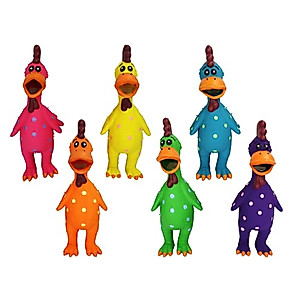 Multipet's 11.5-Inch Latex Polka Dot Globken Chicken Dog Toy
