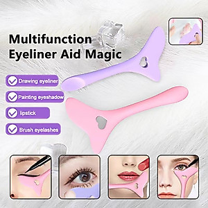 CYOIDAI Eyeliner Stencils, Winged Eyeliner Tool, Mascara Shield, Multifunctional Silicone Eyeshadow Applicators, Perfect for Beginners in Makeup (Pink)