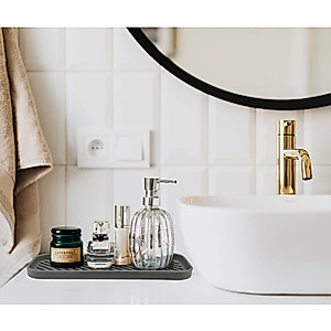 ERISED Sponge Holder for Kitchen Sink 9x3.5 Silicone Kitchen Sink Organizer for Sponge,Soap Dispenser,Kitchen Brush and Other Kitchen Accessories Bathroom Sink Organizer Soap Dishes Gray 2 Pack