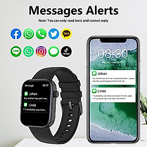 Smart Watch, 1.8'' Fitness Watch with Text and Call, Activity Tracker Smartwatch with Heart Rate, Blood Oxygen, and Sleep Monitor, IP68 Waterproof, for Women and Men iPhone Android Phones Compatible