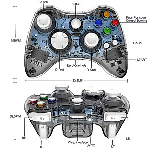 PAWHITS Wireless Controller compatible with Xbox 360 Double Motor Vibration Wireless Gamepad Gaming Joypad, Black