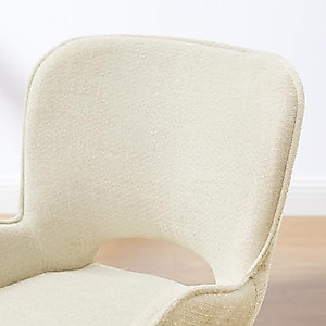 Art Leon Dining Chairs, Set of 2, Fabric Upholstered Dining Room Chairs, Modern Swivel Accent Chairs with Black Metal Legs for Living Room Kitchen, Off White