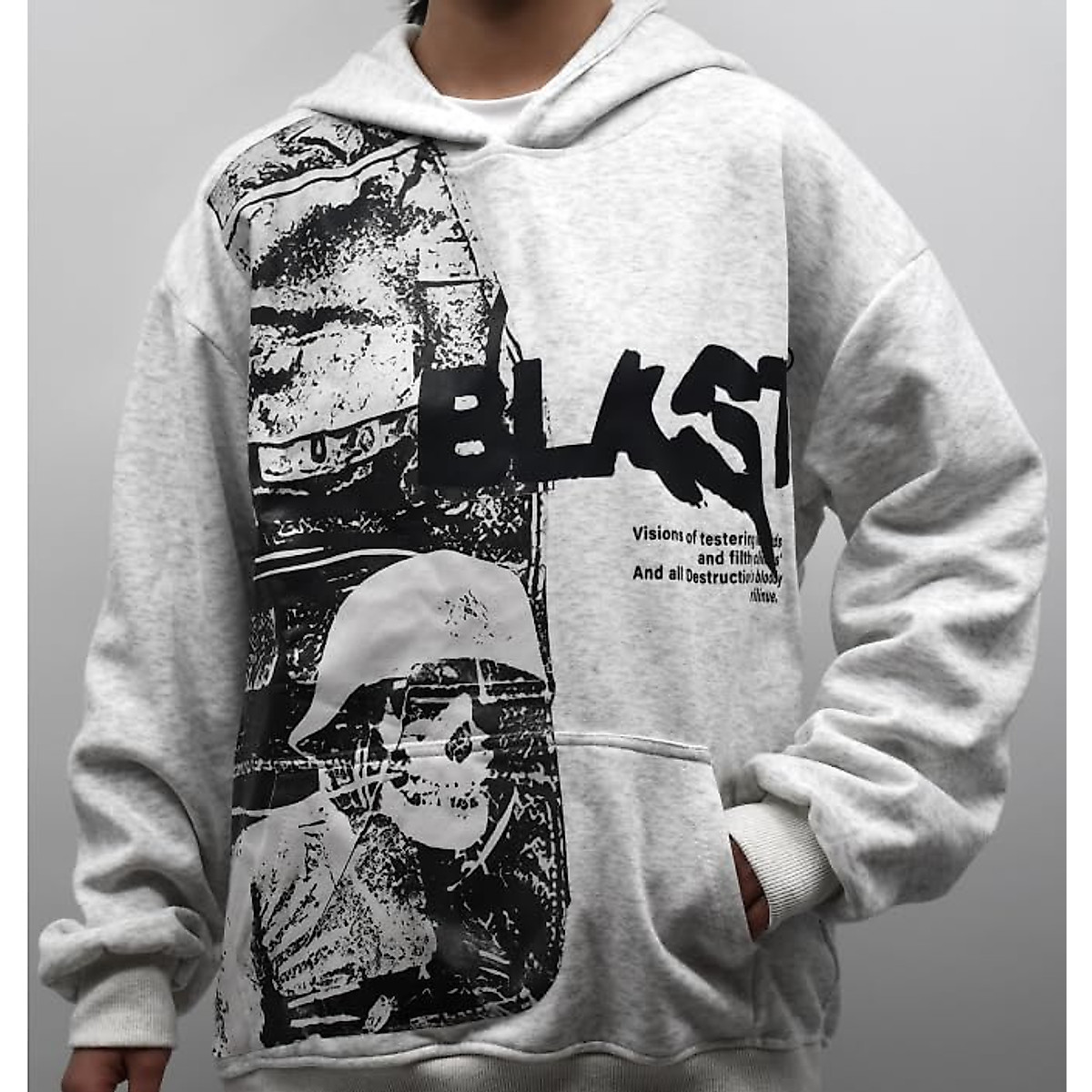 Y2K Hoodie Gothic Casual Alphabet Blast Print Pattern Skull Fashion Hoodie Men Harajuku Men Clothing