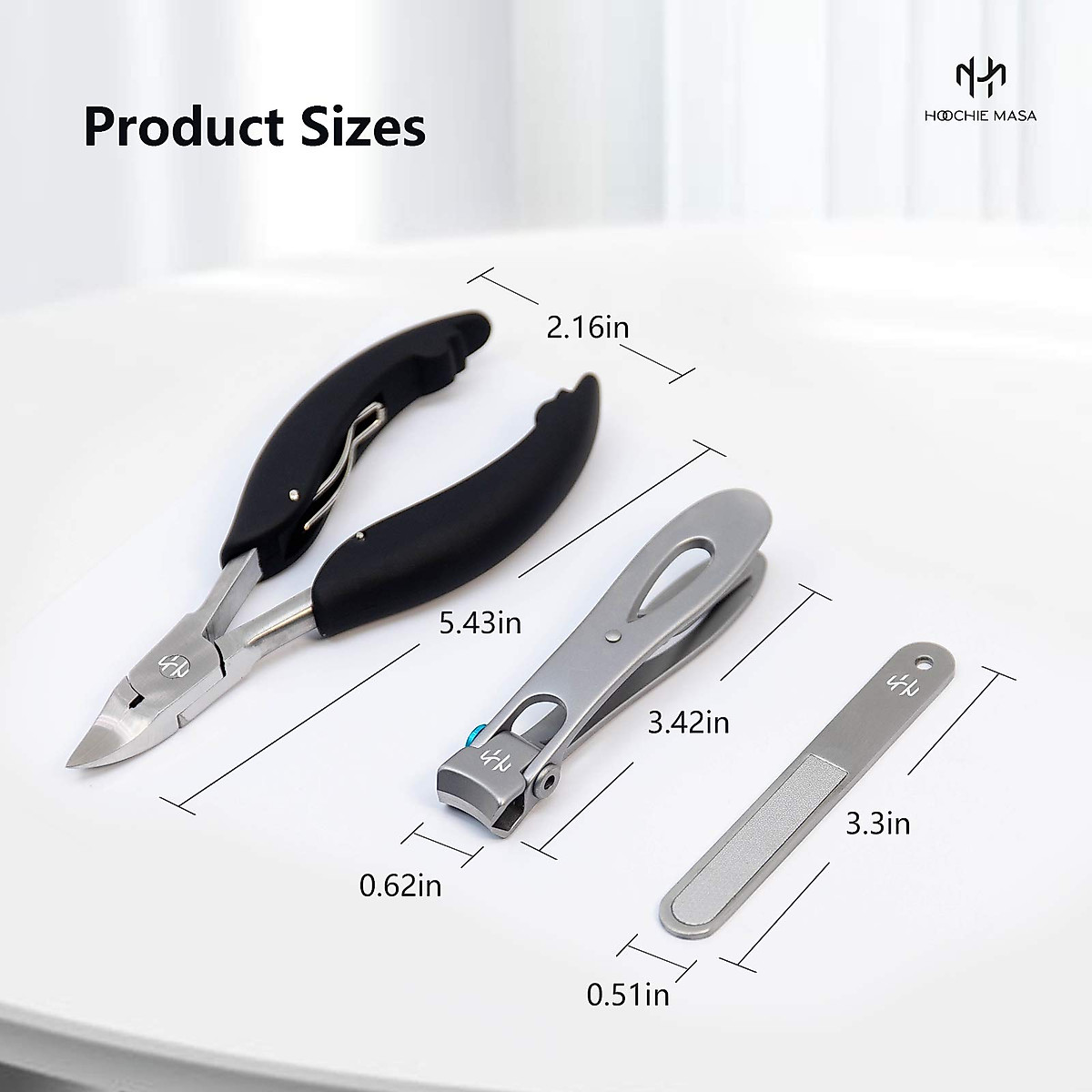 Nail Clipper Set, Toenail Clippers for Thick Hard Nails, Professional Podiatrist Heavy Duty Toe Nail Clippers and Nail File for Men and Adults, Seniors - Super Sharp Surgical Stainless Steel (black)