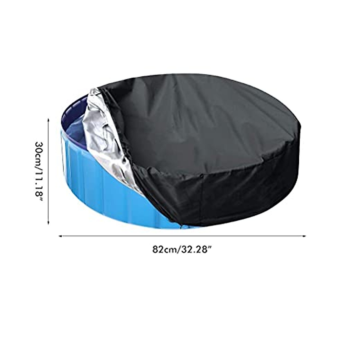 SASKATE Swimming Pool Cover, Round Foldable UV Pool Protective Cover, Outdoor Garden Pool Dust Proof Cover-162 cm
