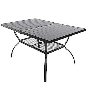 OKIDA 7-Piece Patio Dining Set, Outdoor 6-Seater Chairs Table Patio Furniture Sets Metal Dining Chairs with Cushions and Rectangular Table with Umbrella Hole for Porch Yard Pool Deck (Only table)