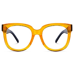 Zeelool Unisex Retro Oversized Square Glasses with Non-prescription Clear Lens Harrell ZOP049594-06 Yellow