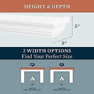 MANTELSDIRECT 72 Inch Floating Fireplace Mantel Wood Shelf in White - Colton from Mantels Direct | Wooden Rustic Wall Shelf Perfect for Décor and Electric Fireplaces