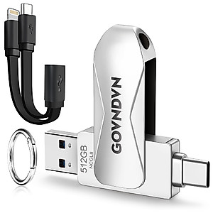 512GB Photo-Stick-for-iPhone, 4-IN-1 Easy Auto-Backup Photo and Video iPhone-Photo-Stick Apple-External-Memory-Storage-Stick Backup-Flash-Drive Data-Transfer Thumb-Drive-for-iPhone iPad Android Mac PC