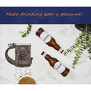 WOKHACH Medieval Viking Mug Beer Stein Tankard,Stainless Steel Drinking Tankard Mug Coffee Cup,Norse Mythology Poetic Gothic Decor Party Decoration Drinkware Gift for Men18OZ(Drakkar Warrior)