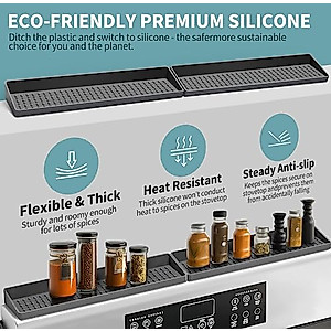 30" Stove Top Spice Rack,Silicone Top Heat Material Magnetic Stove Top Shelf Zero Installation Flexible Spice Organizer Containers Kitchen Shelf Gadgets with 2 Functional Prtitions for Kitchen Storage