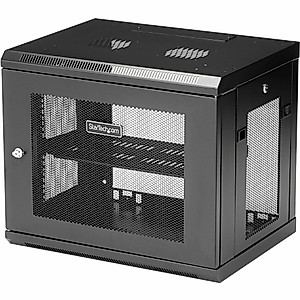 StarTech.com 2-Post 9U Wall Mount Network Cabinet w/ 1U Shelf, 19" Wall-Mounted Server Rack for IT / Data Computer Equipment