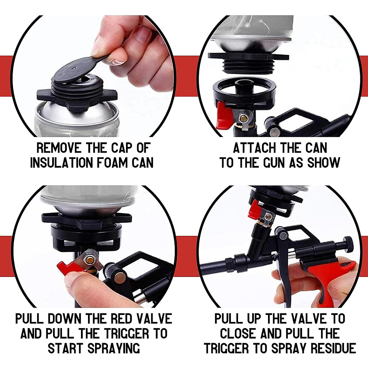 Pack of 2 Red Foam Gun – Heavy Duty PU Foaming Sealant Sprayer for Caulking and Insulation Professional Foaming Gun Spray Application for Filling and Sealing Caulking Gun