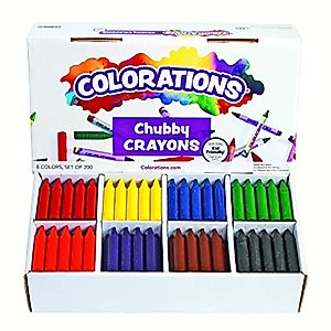Colorations Chubby Crayons for Kids Set of 200 Rainbow Crayons Classroom Supplies (2-11/16"L x 9/16"Dia Each), Toddler Crayons, Bulk, Washable, Non-Toxic, Jumbo