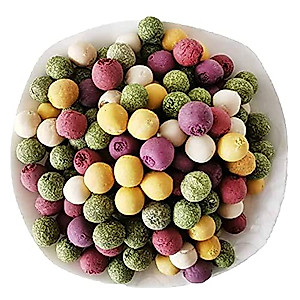 Rabbit Chew Toys, Small Animal Treats Include Fruit and Vegetable Balls, All Natural Baking Treats with Lucerne, Dandelion, Apple and Timothy Hay Ball for Guinea Pig, Hamster and Other Small Animals