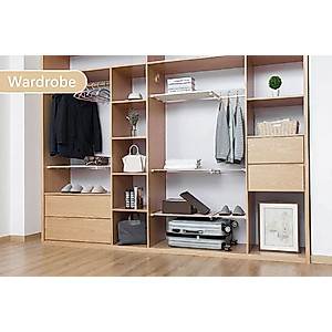TabEnter Adjustable Shelf Organizer Expandable Closet Shelf and Rod with No Drilling for Wardrobe Cupboard Kitchen Bookcase (15" - 23.6")
