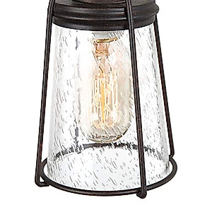 KSANA Farmhouse Pendant Lighting, Mini Rustic Hanging Light Fixture with Seeded Glass Shade for Kitchen Island, Foyer, Hallway, Bedroom and Entryway, Bronze