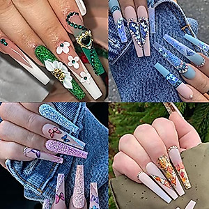 UNA GELLA Fake False Coffin Nails Tips No C Curve 216PCS Extra Long Acrylic Nail Tips For Nail Art / Extension, Home DIY Salon 12 Sizes Gelly Tips, Clear, XXL