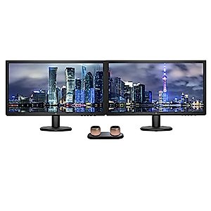 HP V24 FHD 1920x1080 Monitor 2 Pack Bundle with HDMI, FreeSync, Low Blue Light, and 2 Bluetooth Speakers for Professional Sound, Built-in Microphone and Remote Shutter for Photos