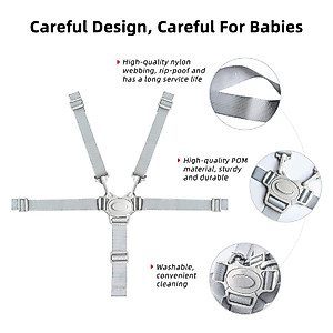 IRICHNA High Chair Straps, Adjustable Harness Baby Safety Strap Belt for Stroller Pushchair Pram Buggy High Chair Baby Harness Safety Harness Strap Belt (Grey)