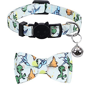 Lamphyface 2 Pack/Set Cat Collar Breakaway with Cute Bow Tie and Bell for Kitty Adjustable Safety
