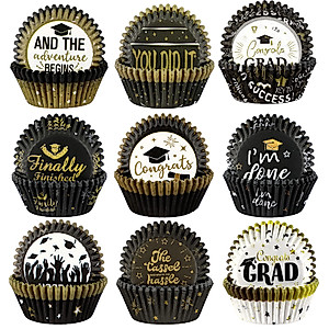 Graduation Cupcake Liners, SANNIX 450pcs Congrats Grad Baking Cups 2023 Cupcake Wrappers Paper Wraps Muffin Liners for Graduation Birthday Party Candy Cake Decorations Supplies (9 Designs)