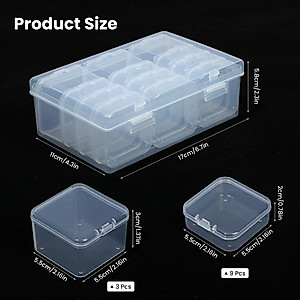 ISKYBOB Bead Organizers Box, 12PCS Clear Plastic Storage Containers Mini Transparent Cases with Hinged Lid Rectangle Craft Storage Boxes for Jewelry Small Parts Diamond Art Accessories