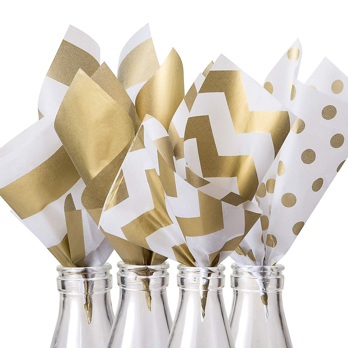 Naler 300 Sheets Metallic Tissue Paper Bulk Metallic Gold Gift Wrapping Tissue Paper for Gift Bags DIY Crafts Christmas Birthday Wedding Party Favors Decoration Flower Pom Pom, 8"X12"