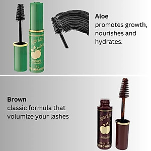 DEALPLUSDEAL APPLE Super Lash Mascara Promote Growth Natural Volume Full Lashes Length Intense Long Lasting Volumizing Lengthening Eye Makeup 5 Pcs, 3 Black + 1 Blue + 1 Brown + 1 Clear, 0.4586 Ounce