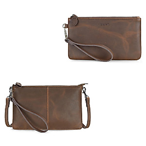 befen Vintage Brown Small Wristlet Crossbody Clutch Purse with Vintage Brown Wristlet Clutch Wallet for Women