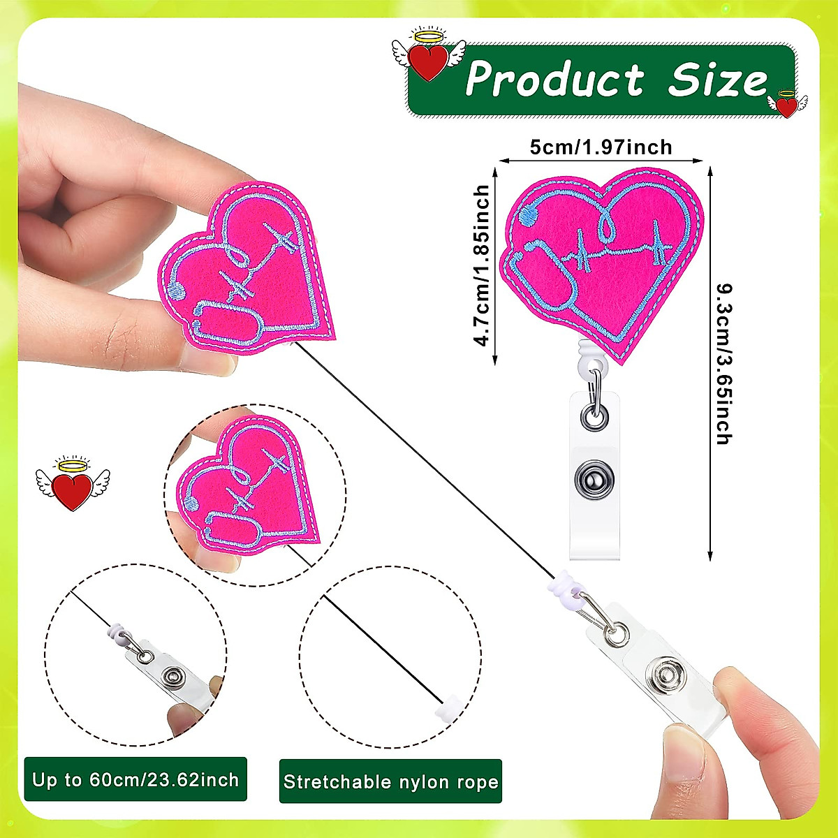 8 Pieces Nurse Badge Reels, Felt Retractable Badge Reels, Themed Badge Holders Gift for Christmas Thanksgiving School Nurses Students ID Badges Name Cards Lanyards Holidays (Lovely Style)