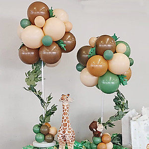 Monlot Sage Green Brown Balloon Garland Kit 135 Pcs Woodland Baby Shower Decorations Safari Balloon Arch Metallic Gold Nude Matte Balloons for Baby Shower Jungle Birthday Party Decorations