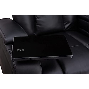 Seatcraft Wireless Charging Tray Table - 360 Degree Rotation - Accessory Add-On Attachment for Home Theater Seating