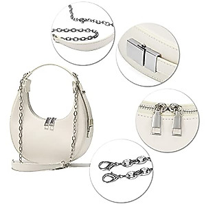 Shoulder Bags Handbag for Women, Crossbody Bag Detachable Shoulder Strap Soft PU Leather Zipper Closure - Milky White