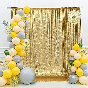 Eternal Beauty Sequin Backdrop 10x10, Glitter Photo Backdrop Curtain for Wedding Birthday Baby Shower Event Decor (Gold-10x10 Ft)