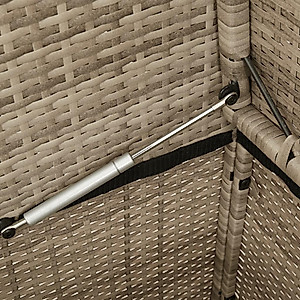 vidaXL Outdoor Loveseat Bench - Beige Poly Rattan, Weather-Resistant Patio Furniture with Cushions, Under-Seat Storage, and Gas Spring