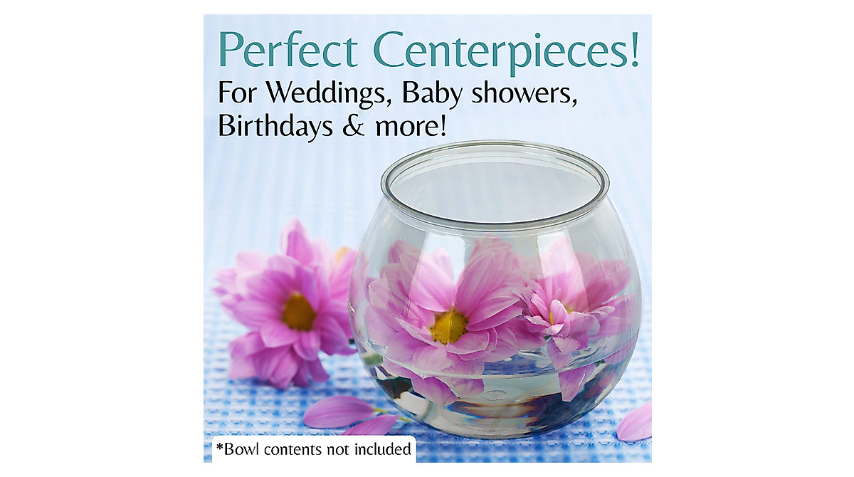 Large Mini Plastic Fish Bowls for Decor & Drinks - 12 Pack