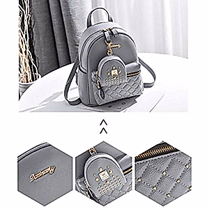 Janede Fashion Small Backpack Mini Purse Casual Daypacks Leather for Teen and Women New (Grey)