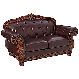 ACME Top Grain Leather Loveseat, Dark Brown Leather