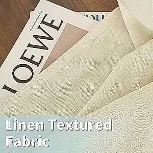 LAMIT Linen Curtains 84 Inches Long for Bedroom, Grommet Top Thick Light Filtering Drapes Privacy Semi Sheer Panels for Farmhouse/Living Room, 2 Panels Set, 52 x 84 Inch, Cream Beige