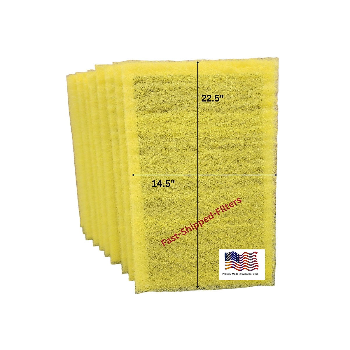 Fast-Shipped-Filters 10 Pack Replacement Filter Pads Compatible with AR Air Cleaner 16x25 Refill Yellow