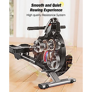 YOSUDA Magnetic Rowing Machine 350 LB Weight Capacity - 16 Levels Resistance for Home Use with LCD Monitor, Tablet Holder and Comfortable Seat Cushion