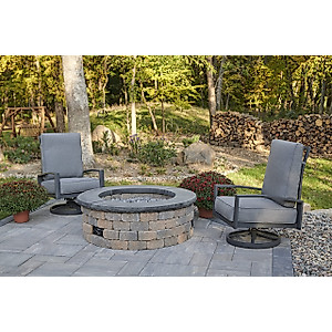 Outdoor GreatRoom Co Propane Fire Pit Kit - 52 Inch Round Bronson DIY Bonfire Gas Fire Pits for Outside Patio - Includes 84 Stone Paver Blocks, 42" Firepit Burner, Tumbled Lava Rock, 105,000 BTU