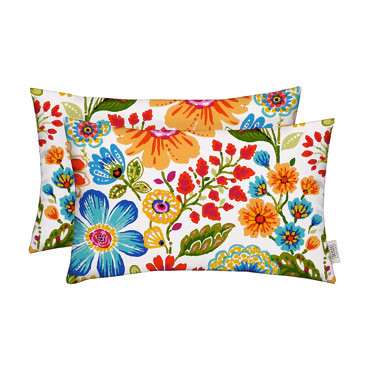 RSH Décor: Set of 2 Lumbar Throw Pillows | Indoor/Outdoor All Weather Polyester Fabric | Decorative Accent Cushions for Patio Furniture | Reversible | 26” x 16" | Gregoire Fresco