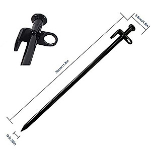 Linwnil Tent Stakes Camping Hammer Accessories Set, 12Pcs Heavy Duty 12in Tent Stakes, 1Pce Camping Hammer (Gray) Forged Steel Unbent Tent Pegs-Ideal Camping Stakes for Rocky/Hard Places