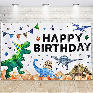 Watercolor Dinosaur Backdrop - Dinosaur Birthday Party Decorations for Boys 73'' x 43'' Outdoor Photography Background Party Supplies Large Wall Banner Room Decor