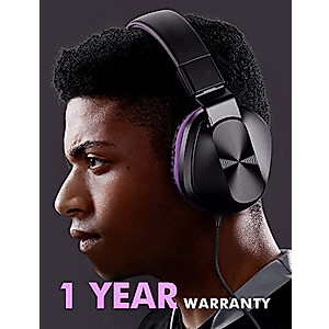 Headphones, On-Ear Wired Headphones with Microphone, Stereo Sound Headphones with 1.5m Tangle-Free Cord for Adults Children Purple