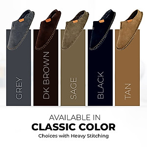 Clarks Mens Open Back Suede Leather Slipper With Heavy Stitching - Plush Sherpa Lining - Indoor Outdoor House Slippers For Men (11 M US, Tan)